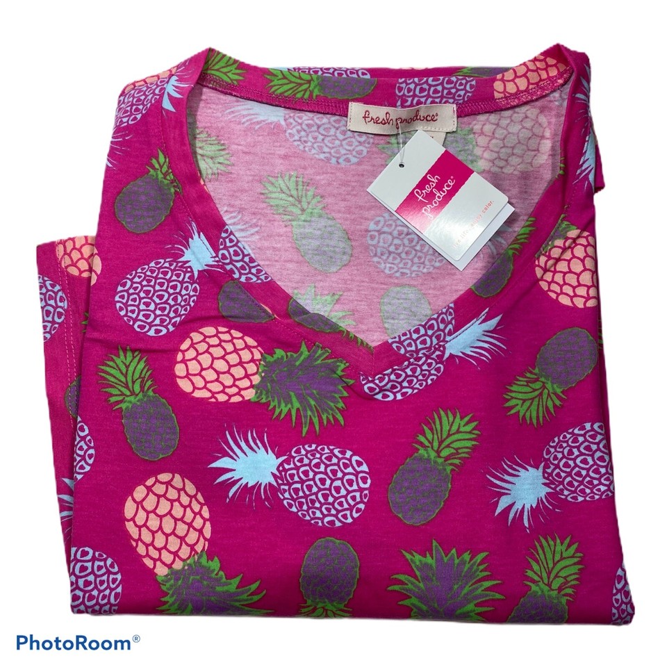 Fresh Produce Women’s S/S V-Neck T-Shirt.Pineapple.Sz.XL.NWT.MSRP$49.00 ...