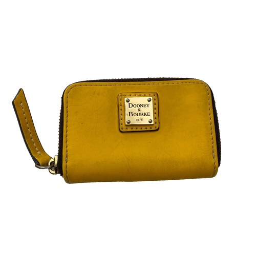 Dooney & Bourke Zip Around Leather Wallet Yellow Small Classic Preppy ...