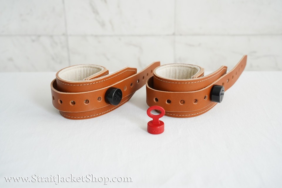 Leather / PVC Asylum Wrist and Ankle Cuffs Restraints with Segufix ...