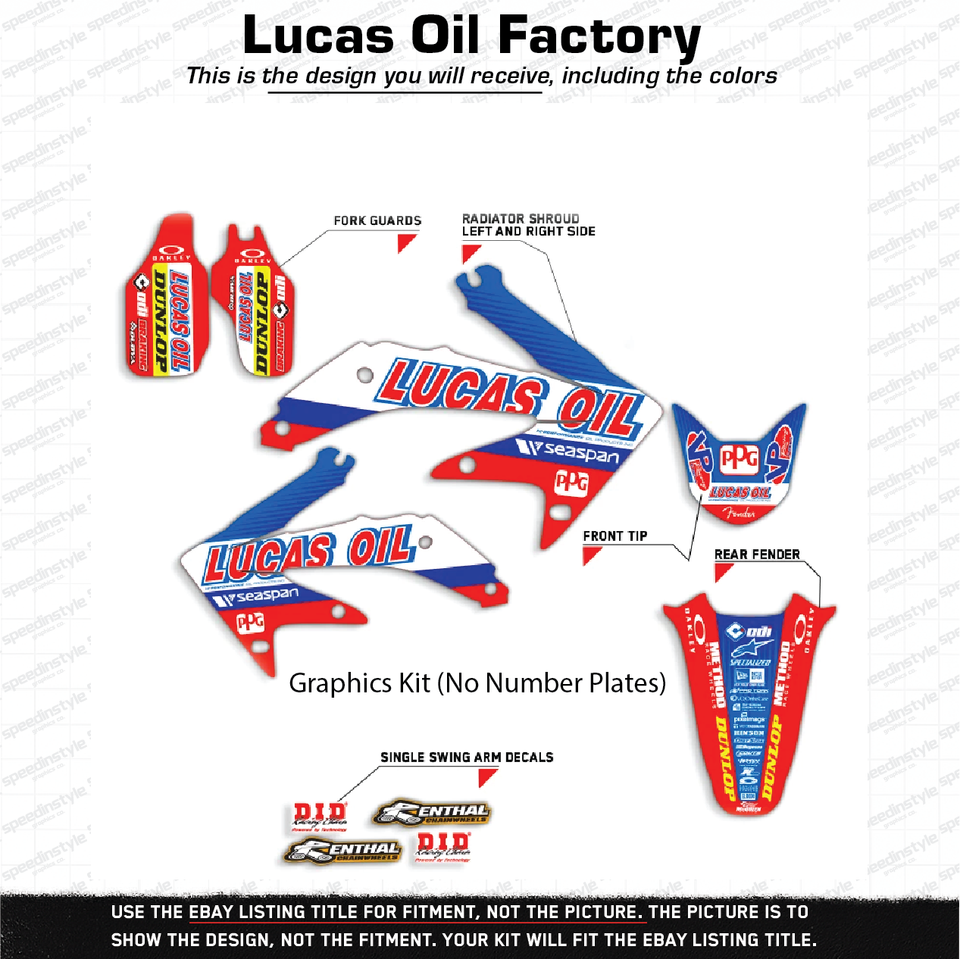 Graphics Kit for Honda CRF150R CRF 150R (2007-2025) Lucas Oil - Factory ...