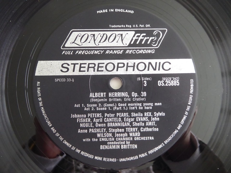 1964 Benjamin Britten: Albert Herring 3-LP Opera Box Set, London OSA ...