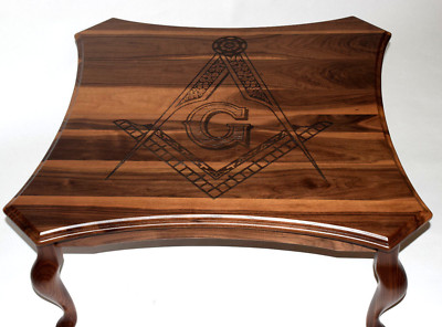 Massive Masonic Walnut Handmade Table 35x35 Freemason Ring Lodge ...
