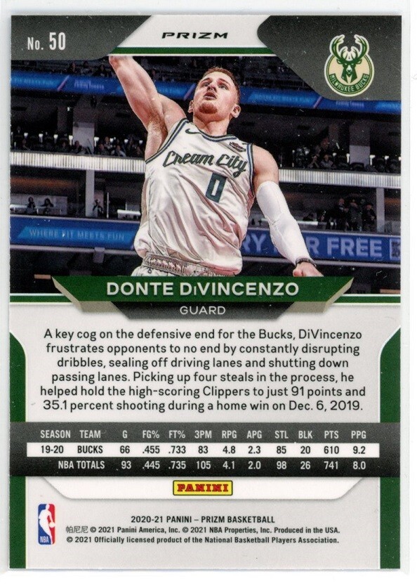 2020-21 Panini Prizm Basketball Donte DiVincenzo Red White & Blue Prizm ...