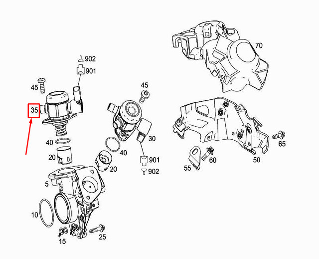High Pressure Fuel Pump Right MERCEDES BENZ C218 CLS 63 AMG M157 for ...