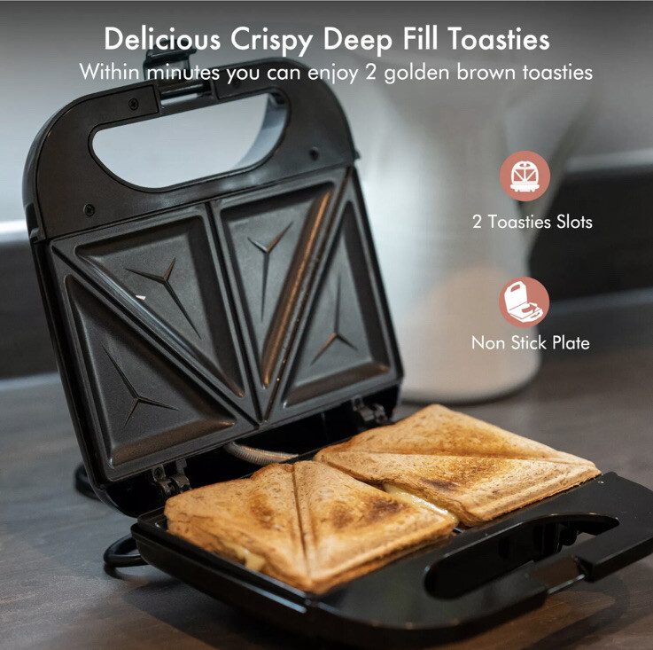 Geepas Toastie Maker 2 Slice Sandwich Toaster Machine Non-Stick Easy ...