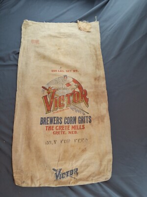 Vintage Brewers ( Beer) Corn Grits Cloth Sack , Crete Mills, Crete ...