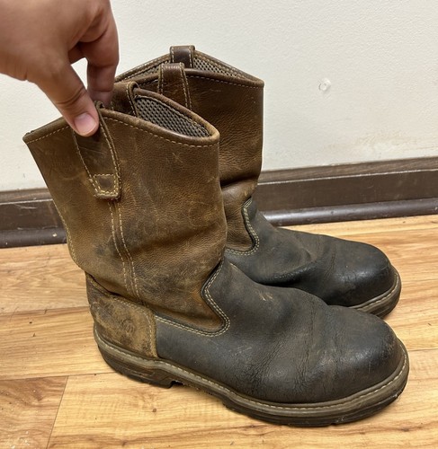 Wolverine Wellington W04727 Men’s Leather Boots 9M Brown Work Steel Toe ...