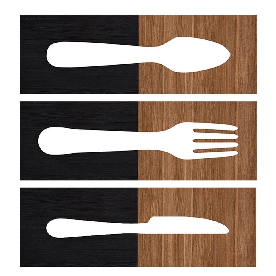 3 Pcs Kitchen Wall Hanging Sign Wooden Fork Cutter Spoon Wall ...
