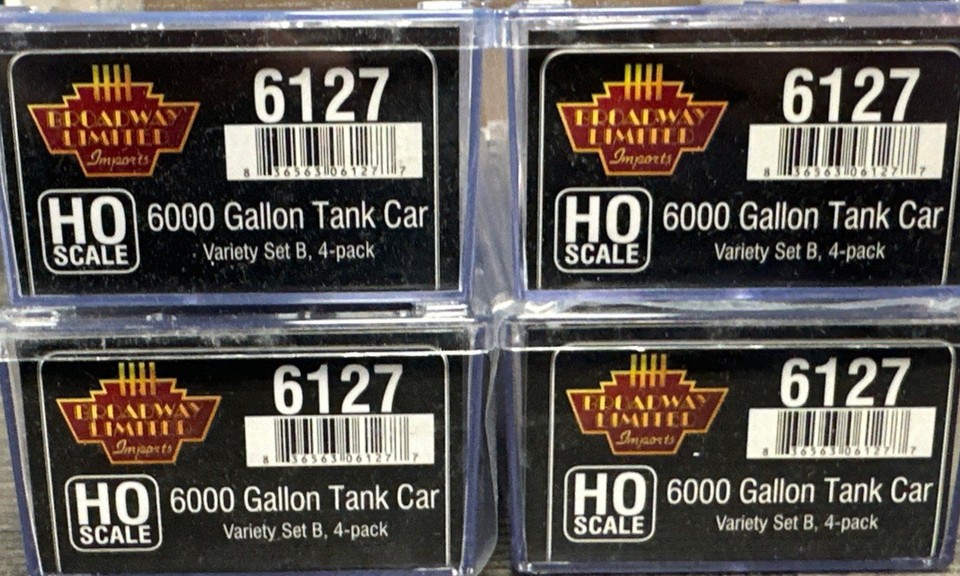 Broadway Limited HO Scale 6127 Set/4 6000 Gallon Tank Car Variety Pack ...