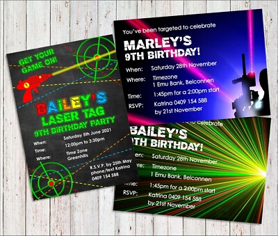 6 x Laser Tag Birthday Invitations with Blank Envelopes | eBay