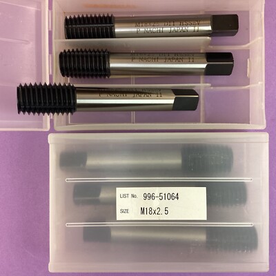 3pc NACHI M18 X 2.5 Thread Forming Taps PLUG D11; HSSEV L996/51064🎯 ...