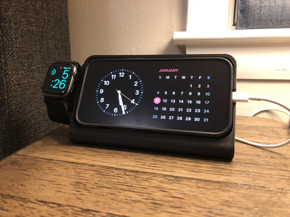 PN Printing black iphone and apple watch charging dock/alarm clock | eBay