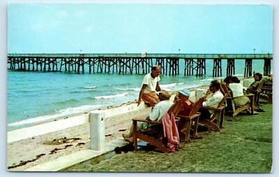 POSTCARD Fishing Pier at Deerfield Beach Florida Between Boca Raton and ...