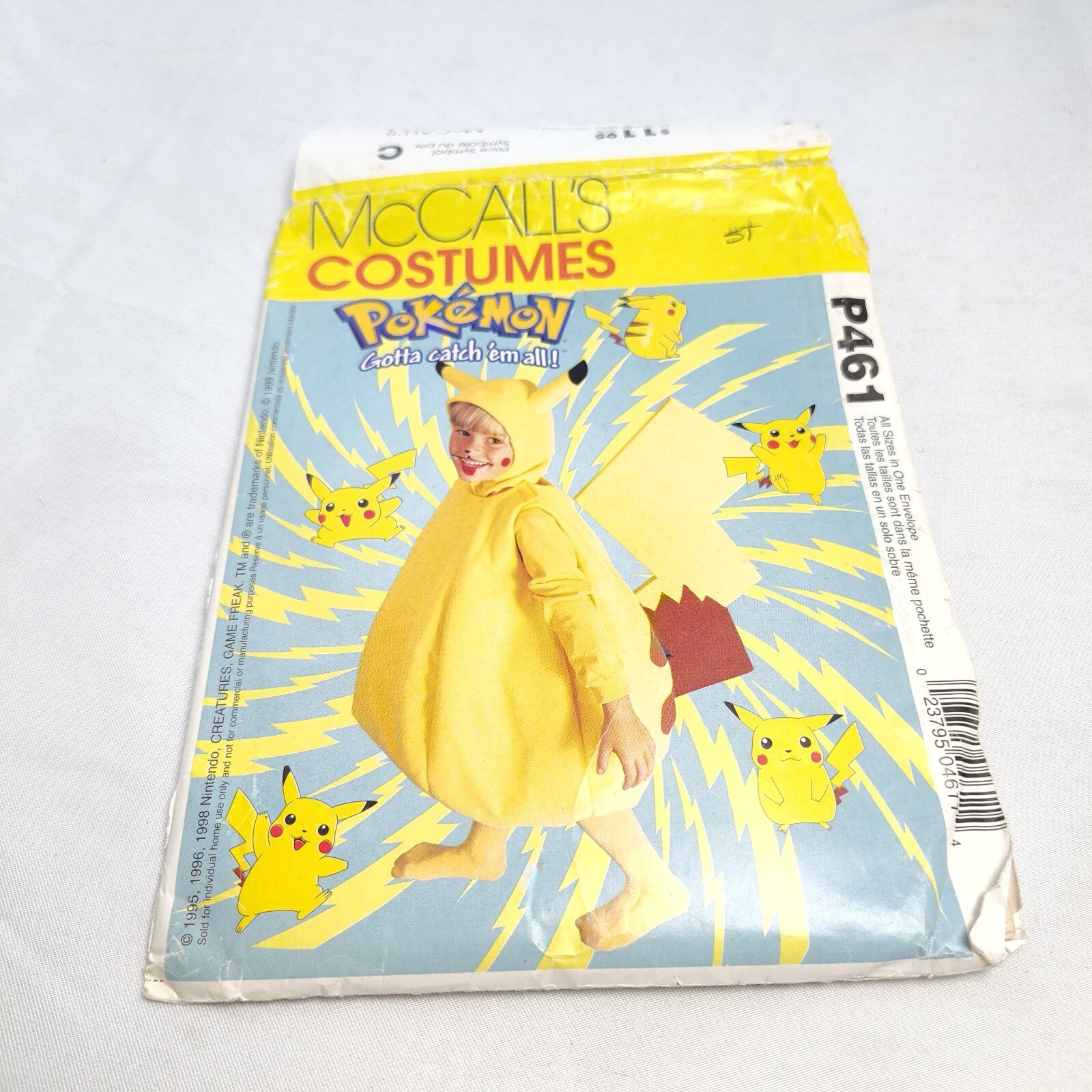 McCalls P461 Pokemon Pikachu Costume Pattern Kids Sizes 4-8 Vintage 90s ...