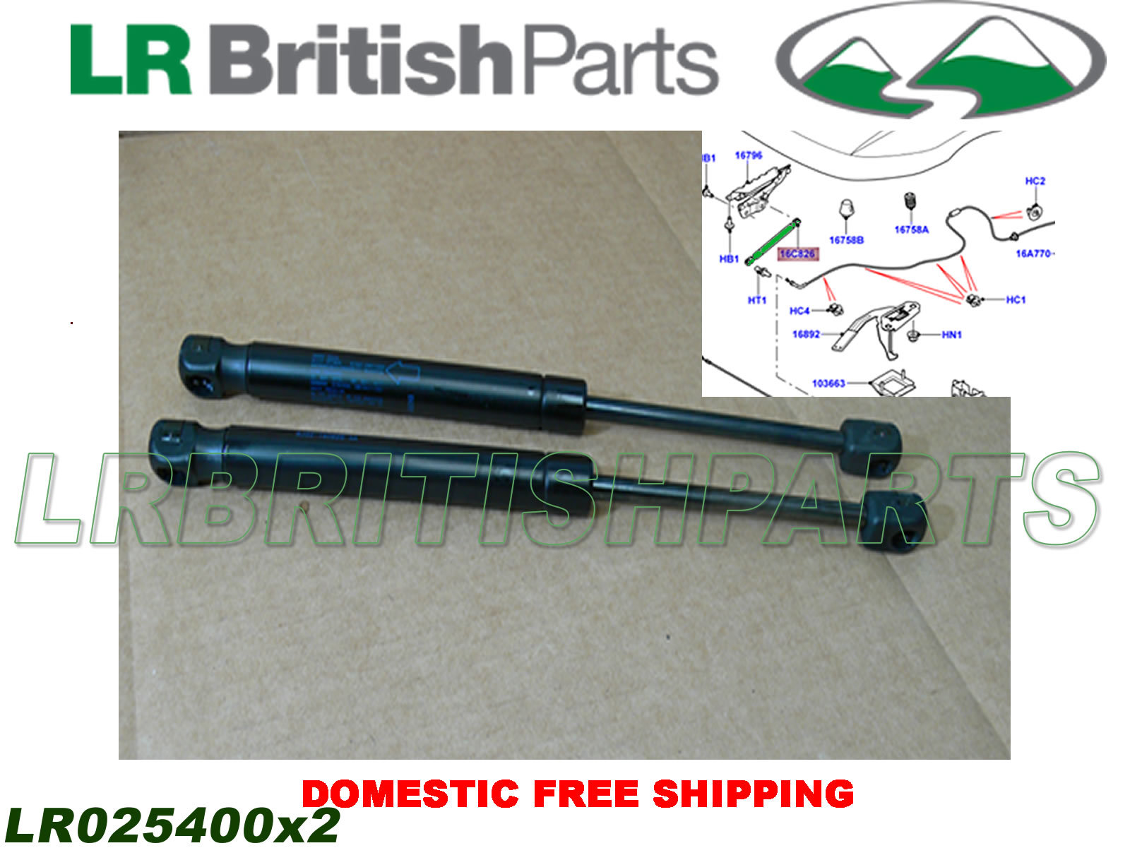 LAND ROVER HOOD SHOCK RANGE ROVER EVOQUE SET OF 2 LR025400 | eBay