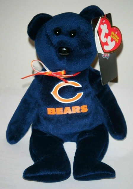 2015 Ty Chicago Bears Beanie Babies Teddy Bear 8 Inch Football Tailgate ...