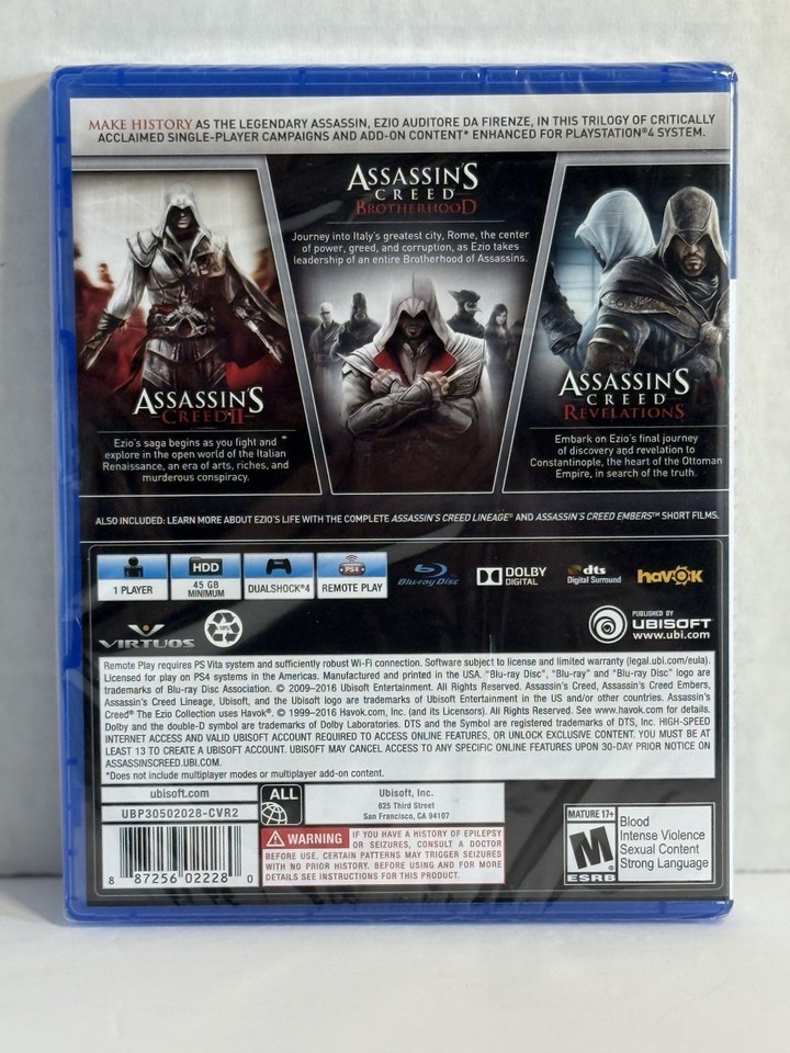 Assassin's Creed: The Ezio Collection (Sony PlayStation 4) New Sealed 887256022280| eBay