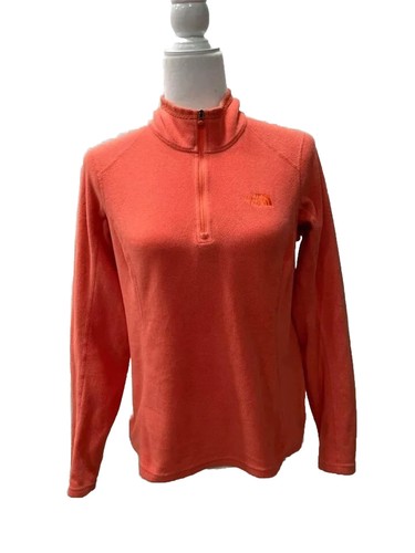 The North Face orange pullover half zip fleece women small | eBay