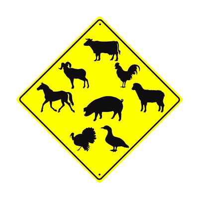 Farm Animals Xing Diamond Sign Crossing Symbol Road Slow Aluminum Metal ...
