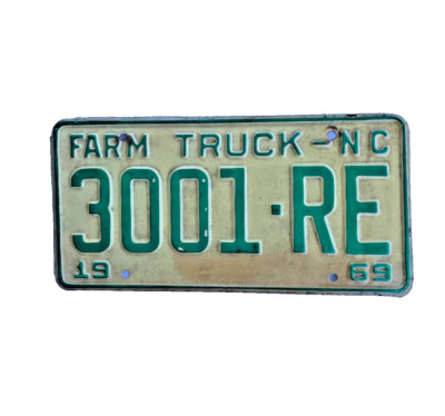 Vintage 1969 North Carolina NC Farm Truck License Plate Tag Original ...