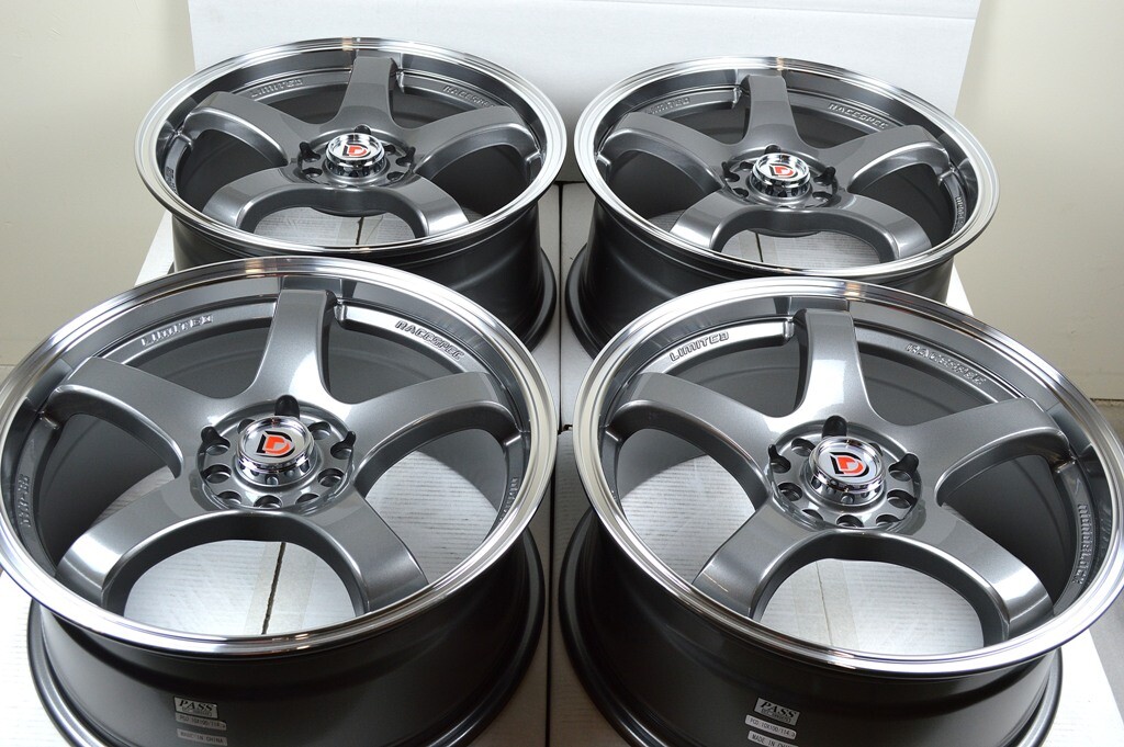Set of 4 New 17x7.5 DDR Fuzion Gunmetal Machined 17" Wheels Rims 5x100 ...