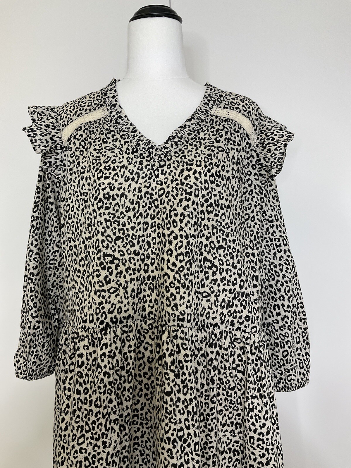 TARGET Leopard Print Ruffle Shoulder Tiered Maxi Dress 12 Relaxed ...