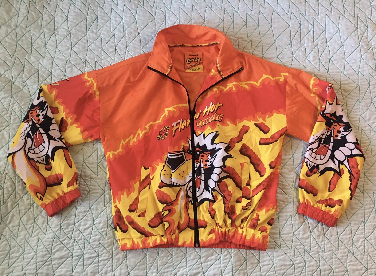 Forever 21 X Flaming Hot Cheetos Full Zip Jacket Wind… - Gem