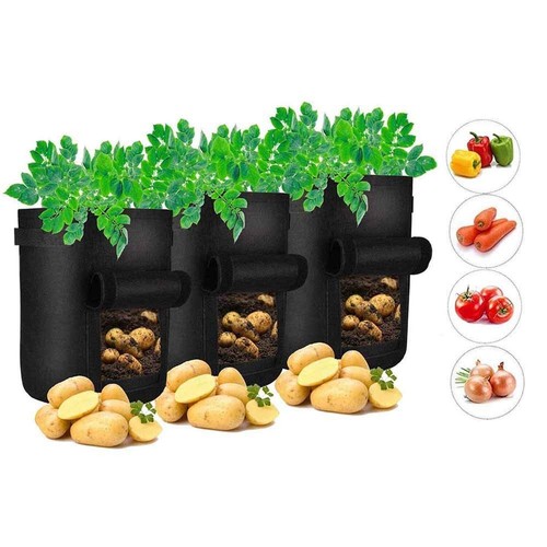 3 Pack Potato Grow Bag, 7 Gallon Aeration Waterproof Fabric Sweet ...