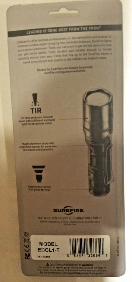 SureFire EDCL1T 500 Lumens Dual-Output Everyday Carry LED Flashlight ...