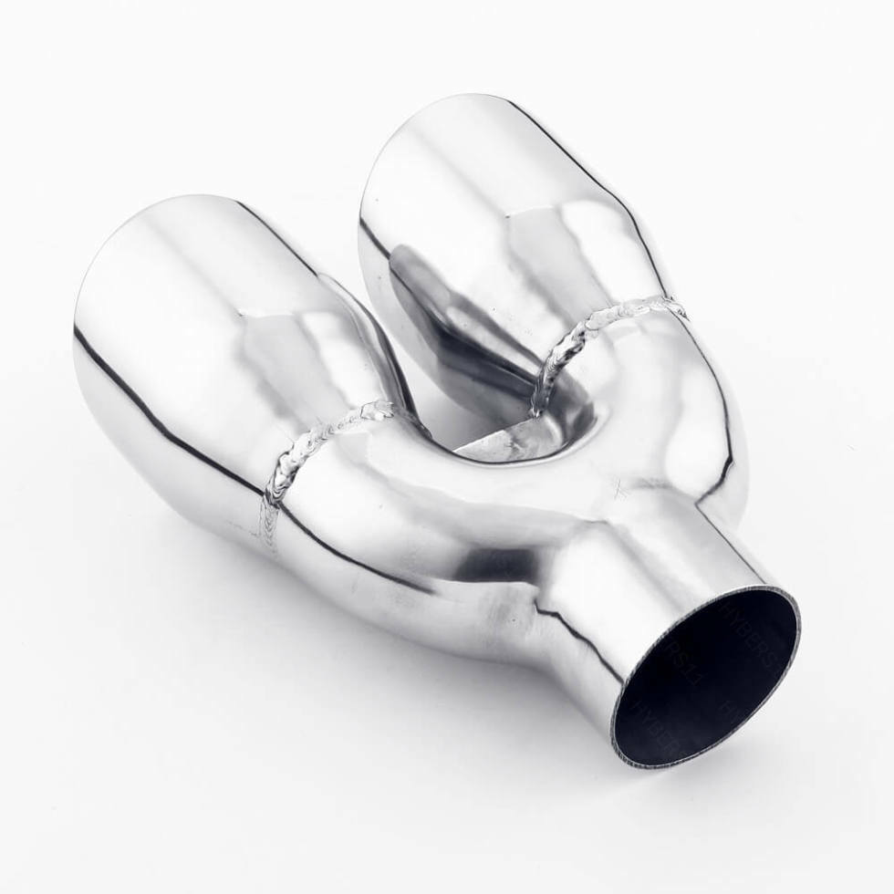 9" Long Dual Wall Quad 3.5" Out 2.5" In 304 Stainless Steel Exhaust ...