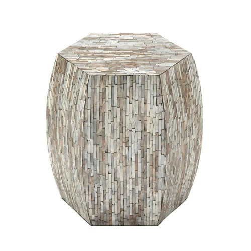 Litton Lane End Table Medium Hexagon Wood Handmade Multi Colored ...