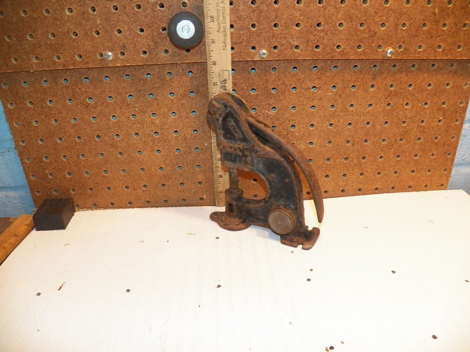 Vintage 1900s Cast Iron PONY Bench Mount Rivet Press Leather Punch Tool ...