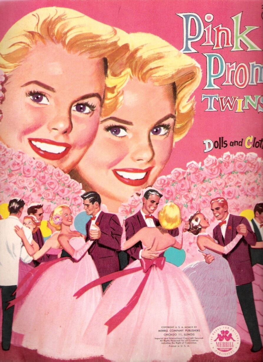 VINTAGE UNCUT 1956 PINK PROM TWINS PAPER DOLLS~#1 TOP REPRODUCTION ...