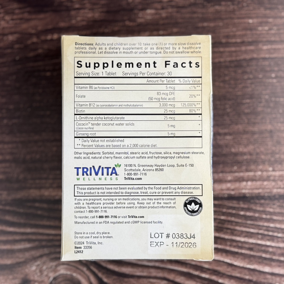 Trivita Super B-12 - 30 Tabs - New & Sealed - Free Shipping - Exp: 11/ ...