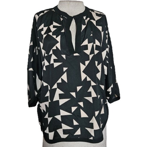 Black and Tan Geometric Print Blouse Size Small | eBay