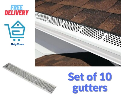 (Pack Of 10) 3ft. Snap-In White Vinyl Gutter Guard Cover Leaf Debris ...