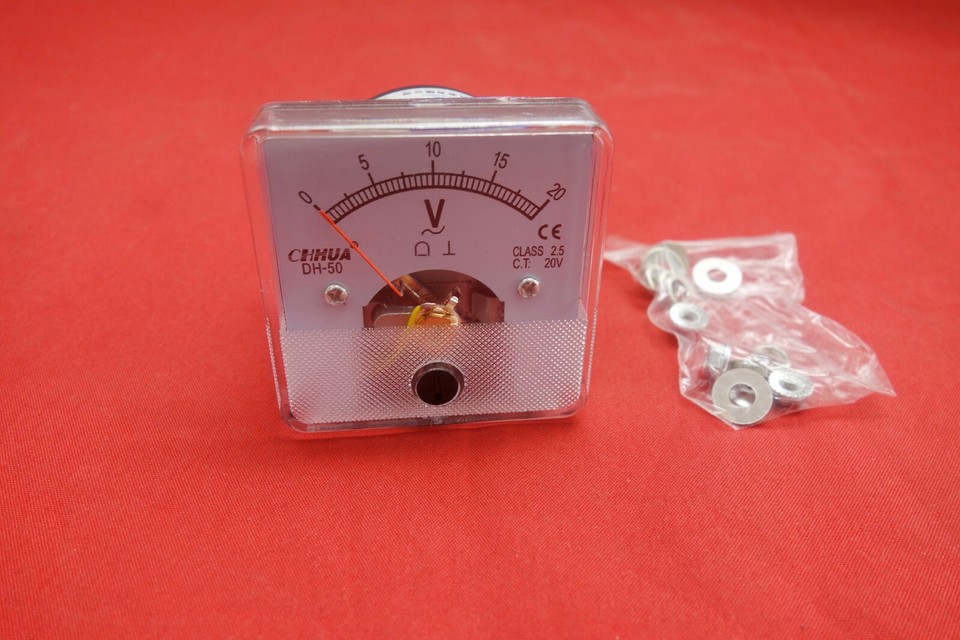 AC 0-20V Analog Voltmeter Analogue Voltage panel meter 50*50mm directly ...