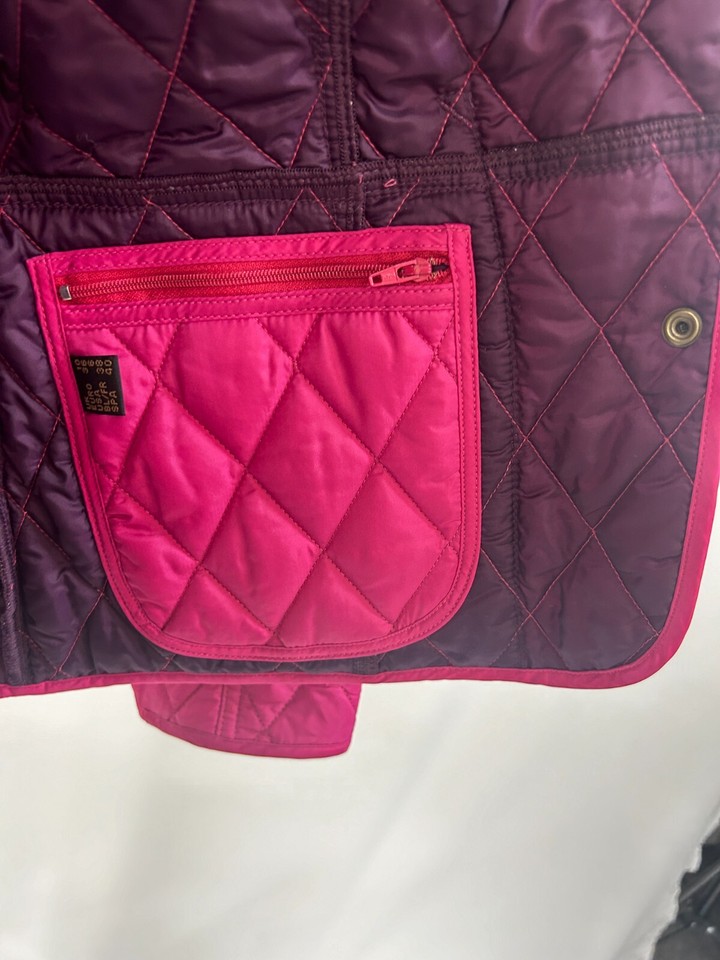 Pink Barbour Jacket Pantone 10 UK Quilted Black Cordoury Collar | eBay UK