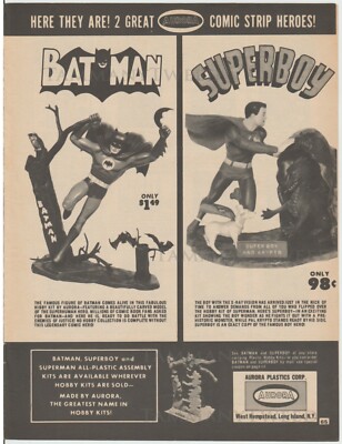 Batman & Superboy Aurora Statue Model Kit - Vintage 1960s Print Ad ...