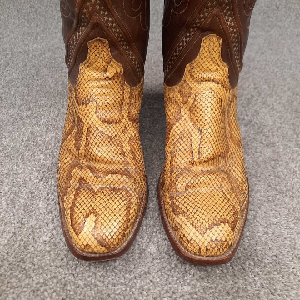 VINTAGE LUCCHESE MENS COWBOY BOOTS EXOTIC SNAKESKIN SIZE 8 D FRENCH TOE ...