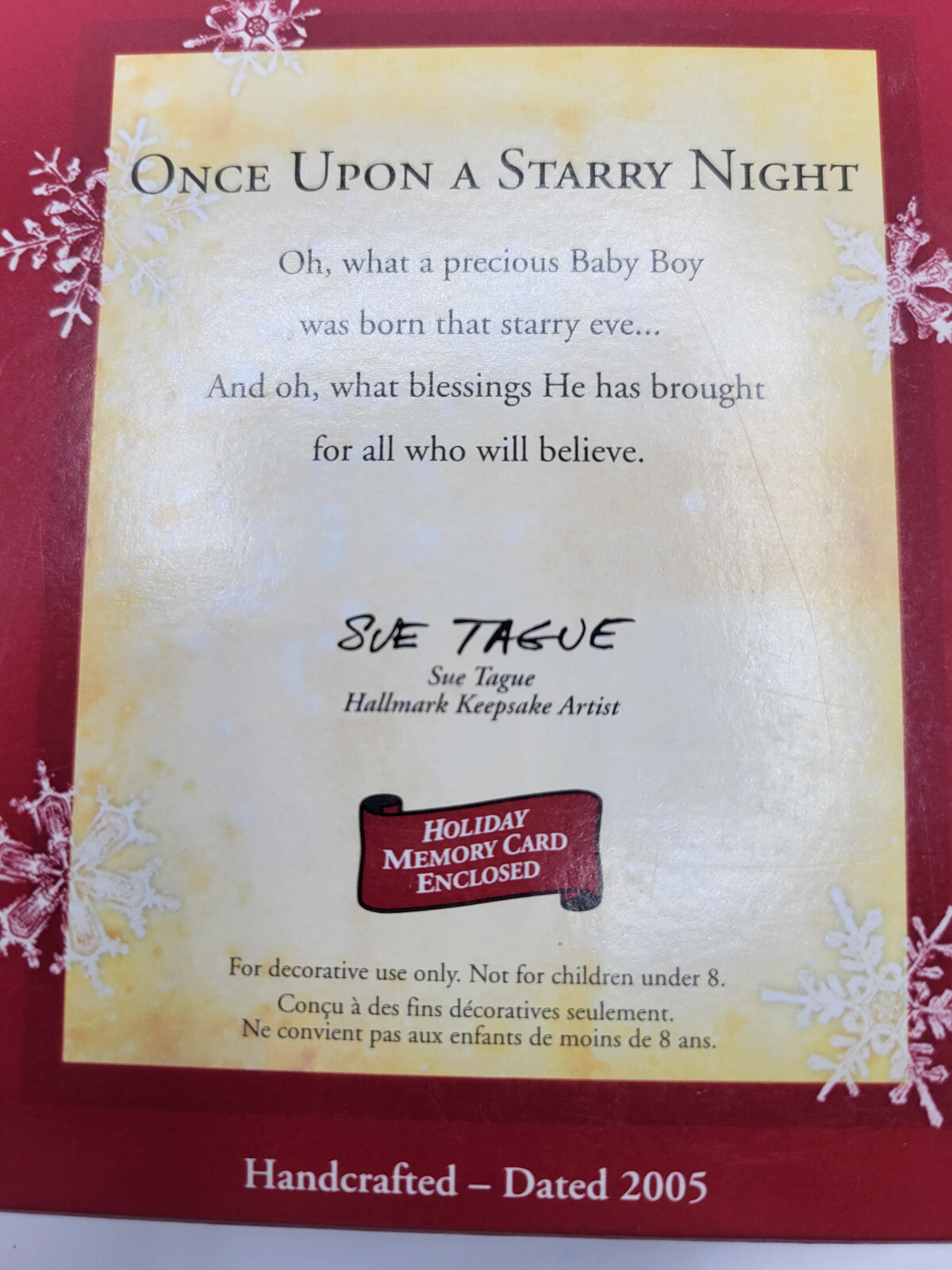 Christmas Hallmark Ornament ONCE UPON A STARRY NIGHT Angel 4" tall 2005 ...