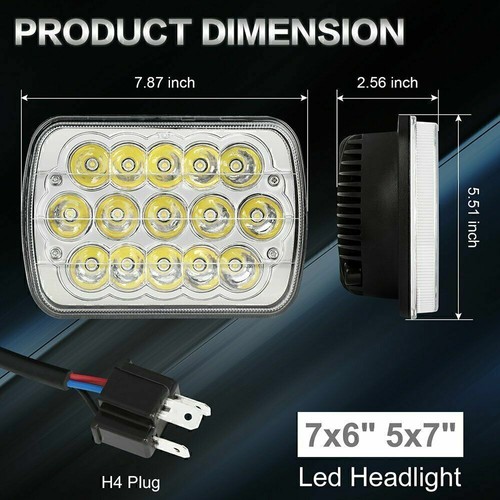 For Chevy Express Cargo Van 3500 2500 1500 Pair 7X6 5x7 LED Headlight ...