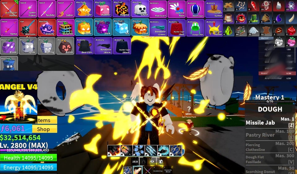 Blox Fruit LV2800 Angel V4 FULL GEAR + GODHUMAN + CDK + Skull Guitar ...