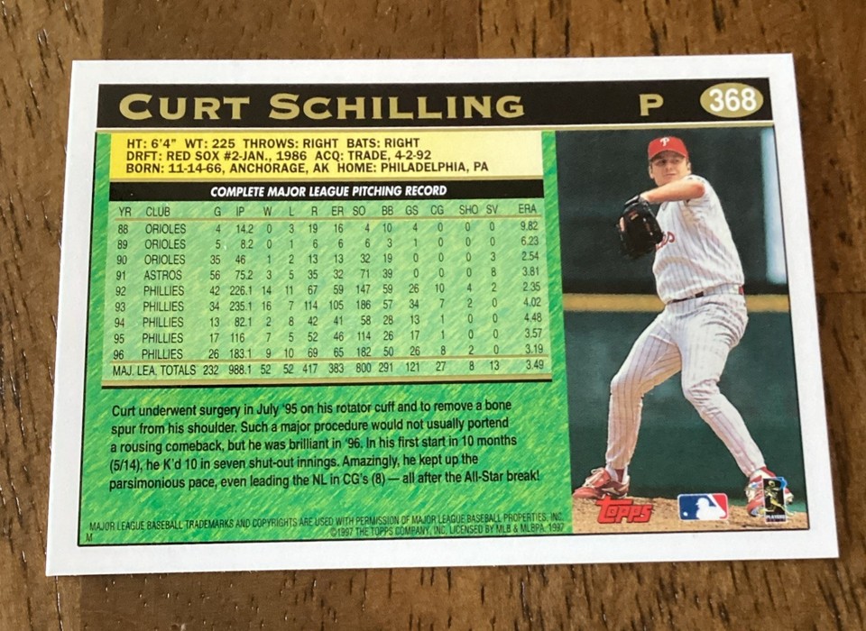 1997 Topps - Curt Schilling #368 - near mint condition - FREE SHIPPING ...