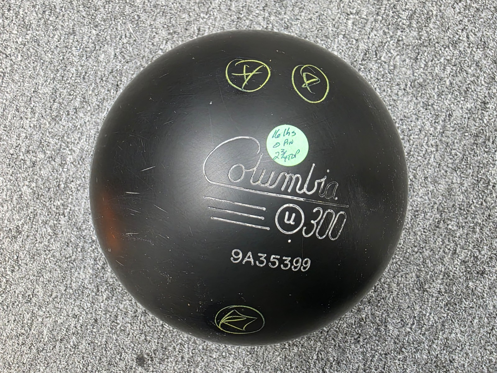 16 lbs USED Columbia BLACK U DOT bowling ball | eBay