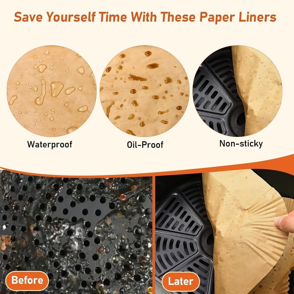 100 Pcs Air Fryer Liners Disposable Rectangular Airfryer Paper Liners ...