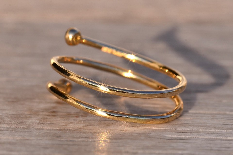 Yellow Gold Spring Ring with Natural Diamonds | eBay