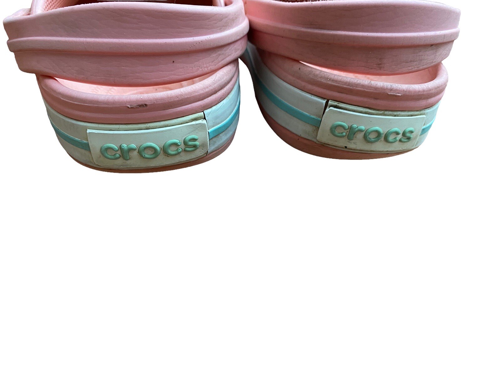 Crocs Unisex Crocband Melon Pink Ice Blue Clogs Size … - Gem