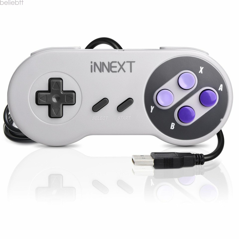 2 Pack Wired/ Wireless SNES USB Controller Gamepad Joystick Super ...