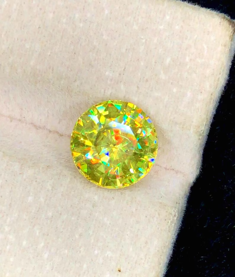 1.60 Ct Natural Full Fire Sphene Titanite Round Cut Certified Loose ...